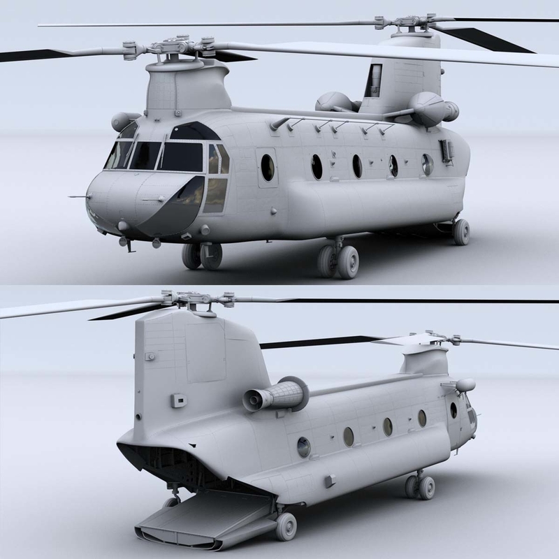 3d chinook ch47 helicopter model