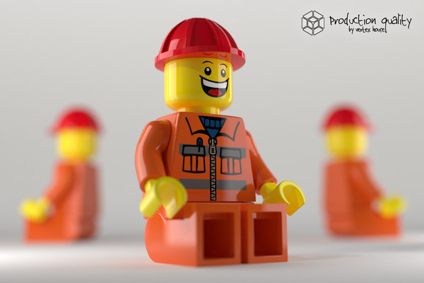 c4d lego construction worker figure
