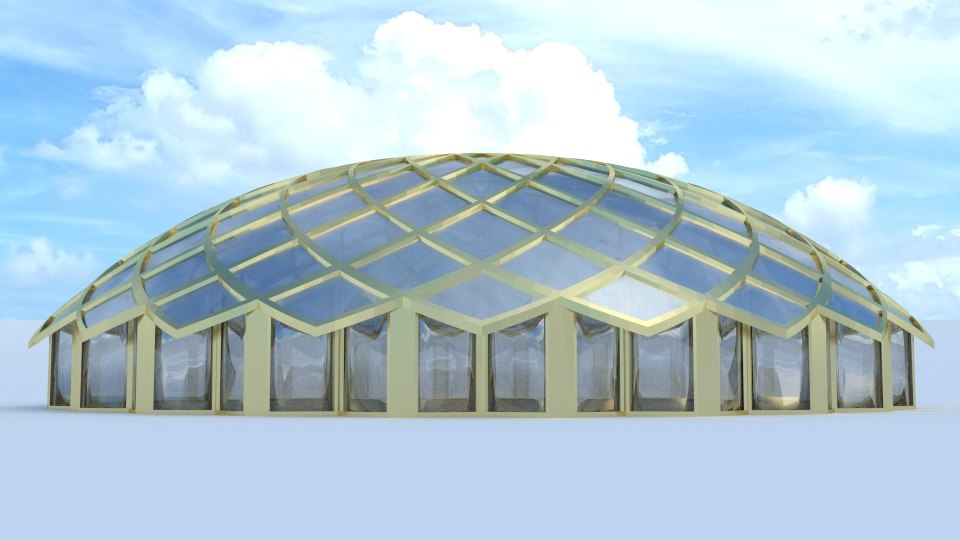 flower dome 3d obj