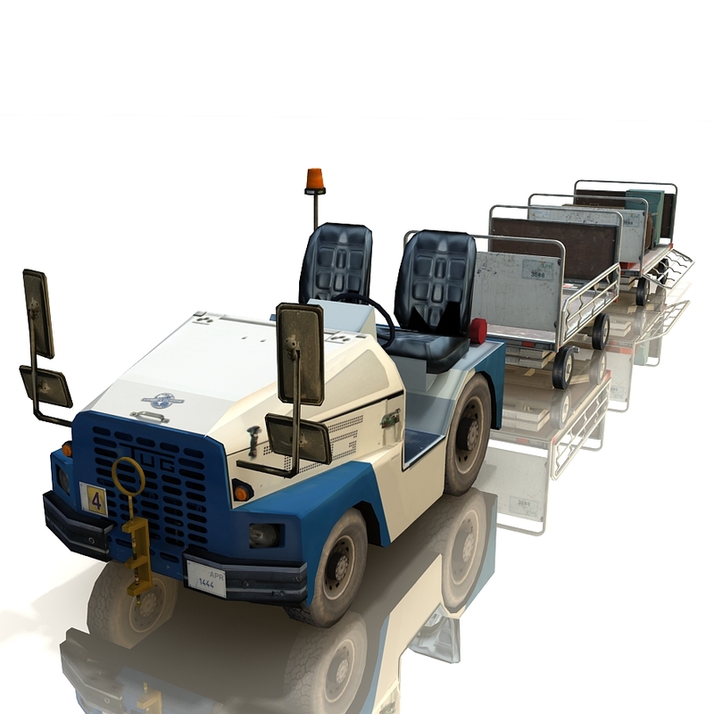 3d tug ramp tractor baggage
