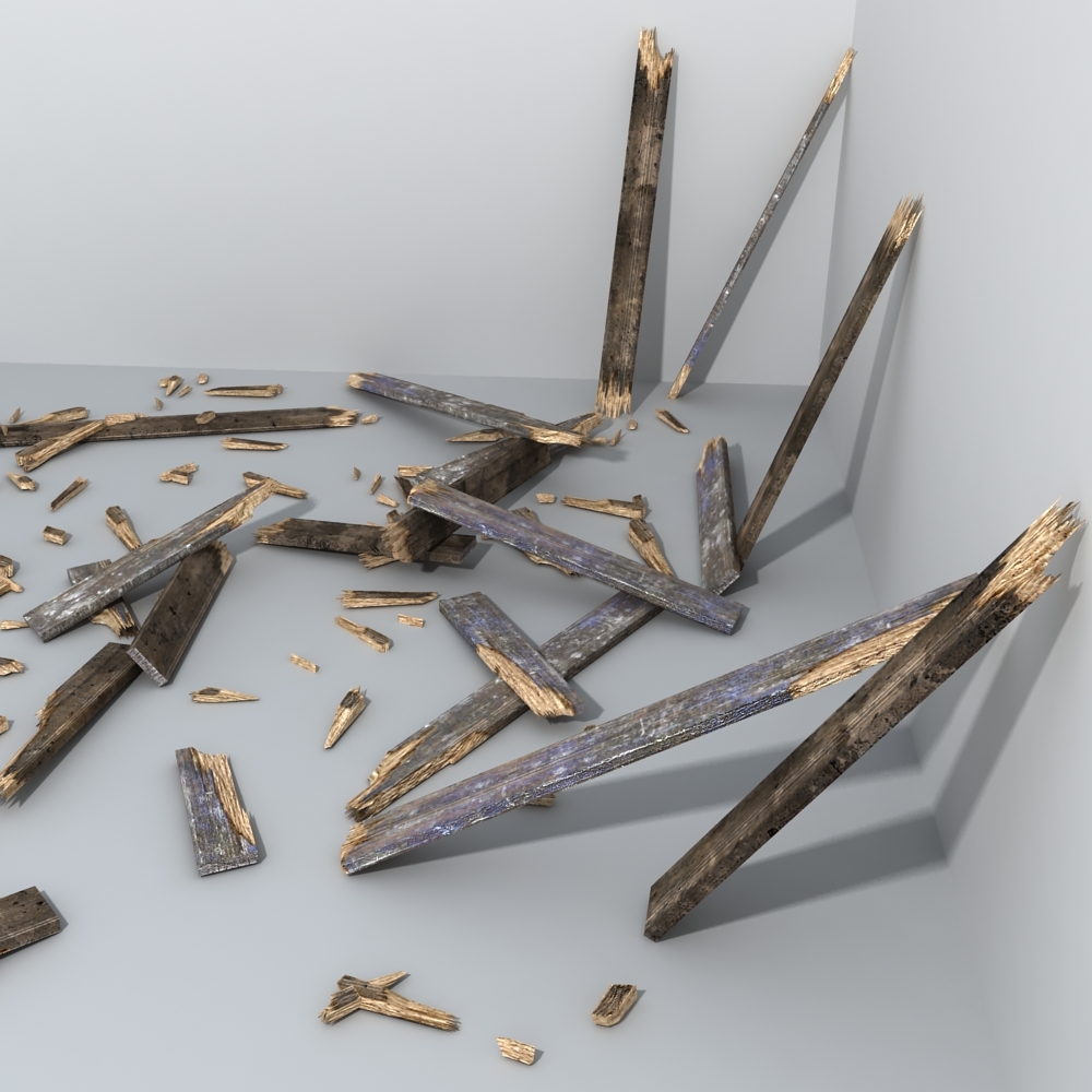 wooden plank debris damaged 3d 3ds