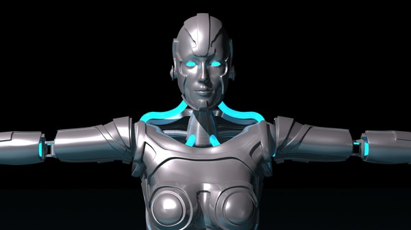 free female robot 3d model