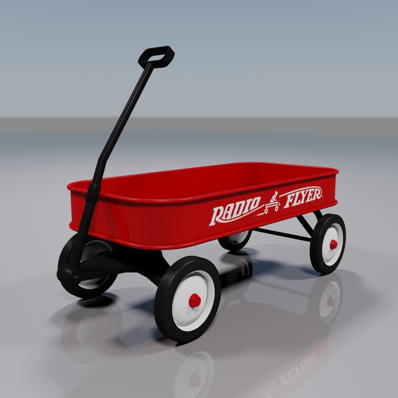 3d red radio flyer wagon