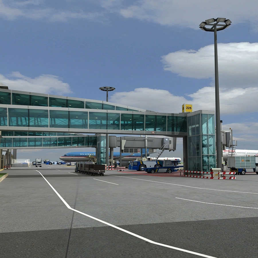 3d international airport vehicles planes model