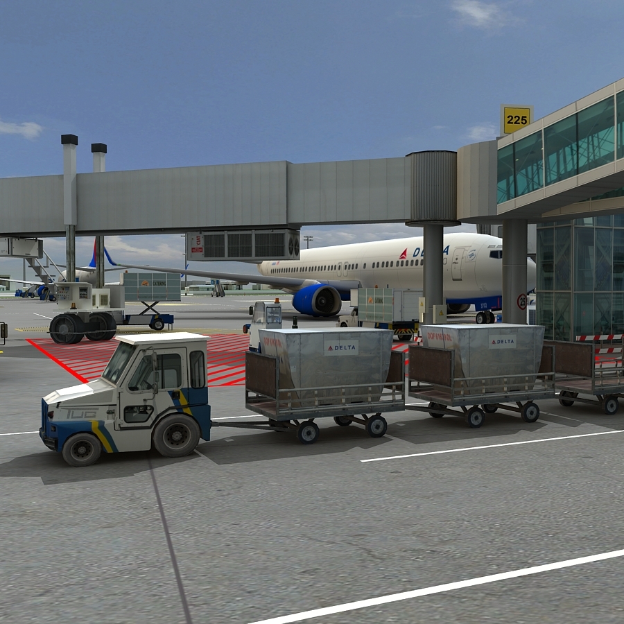 3d international airport vehicles planes model