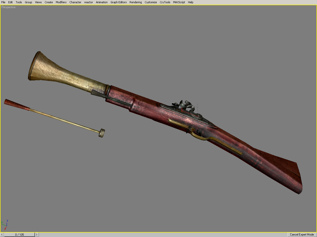 old fusil flintlock musket 3d max