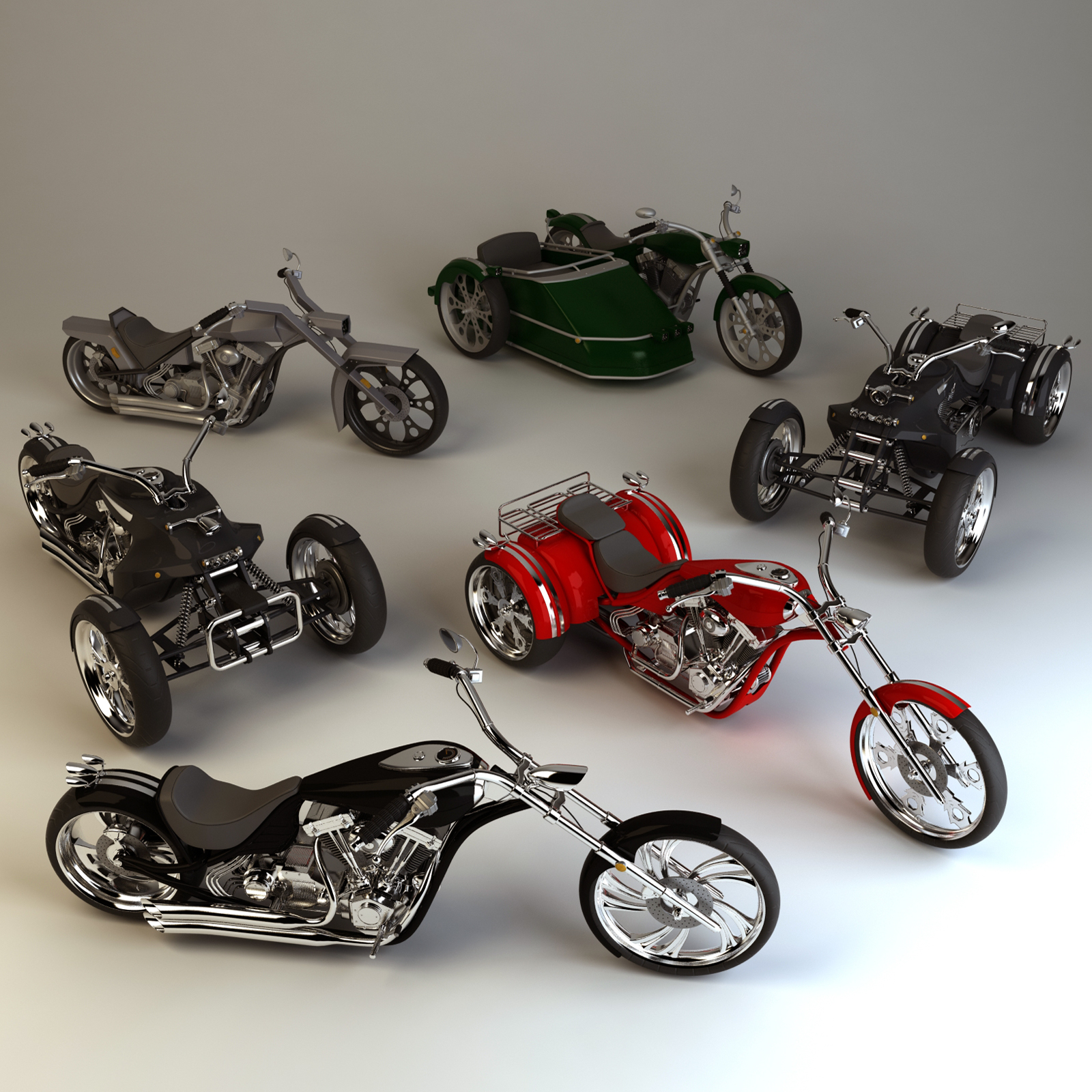 custom choppers 3d model