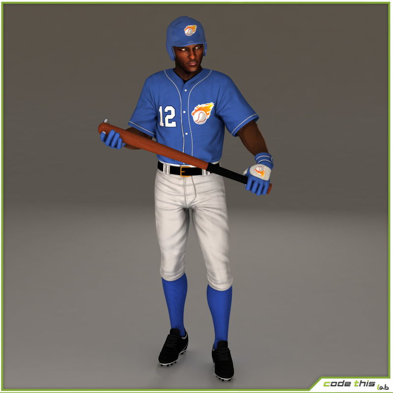 3d characters baseball player cg model