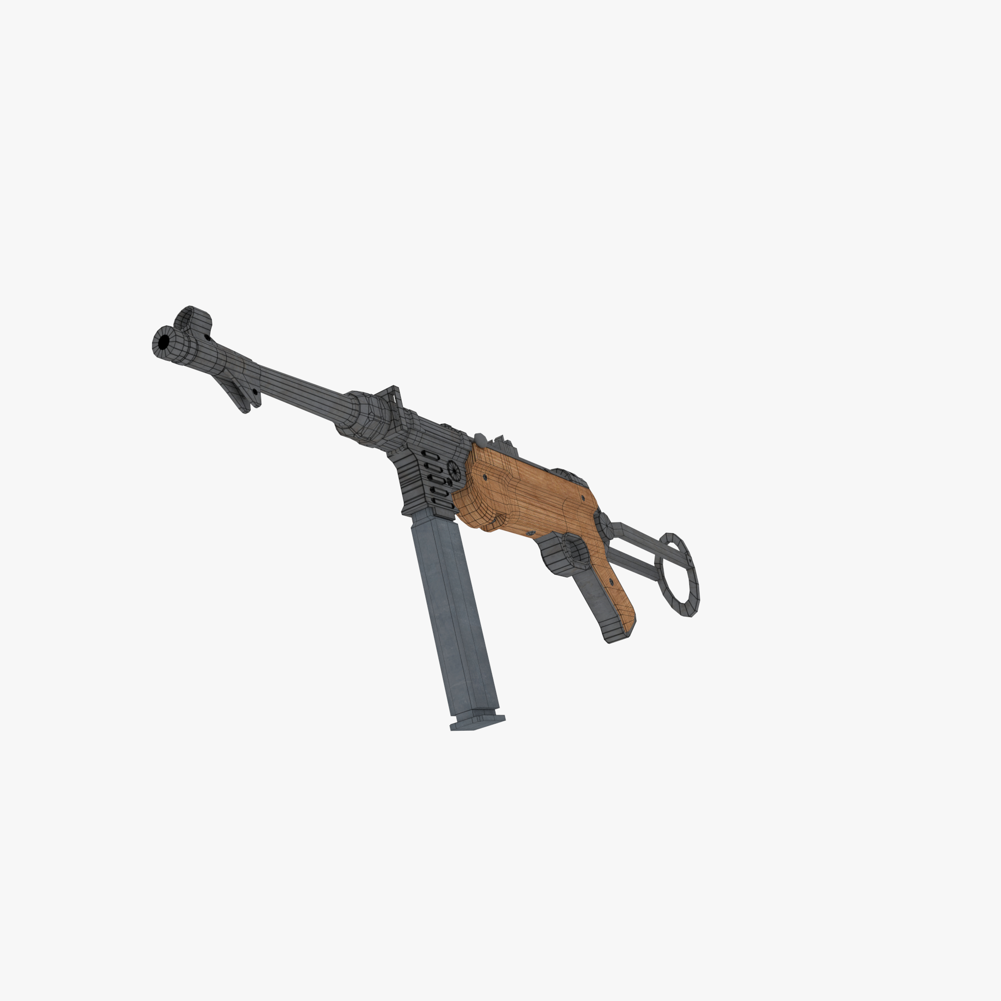 german mp 40 submachine gun 3d model