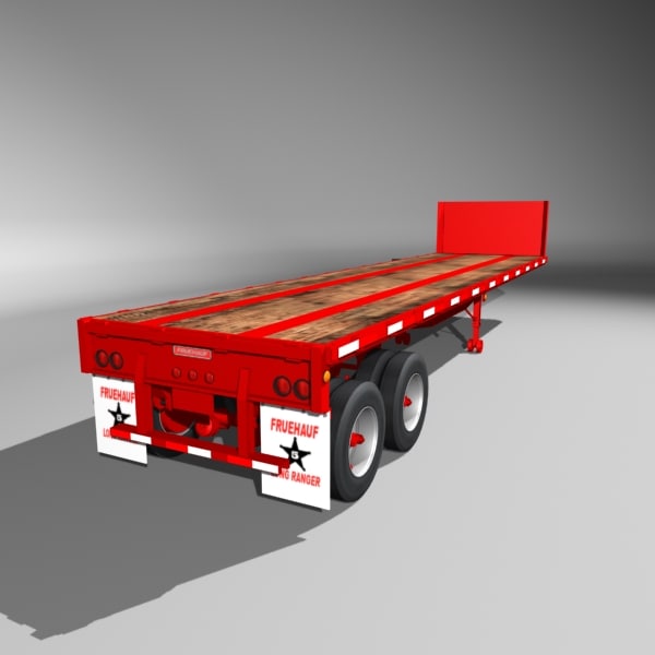 35 fruehauf flatbed semi trailer 3d model