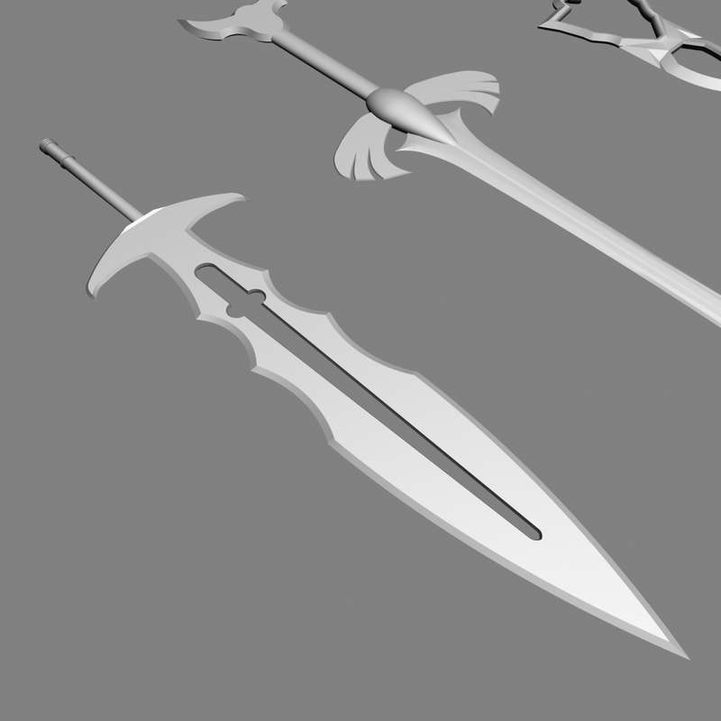3d model set fantasy swords