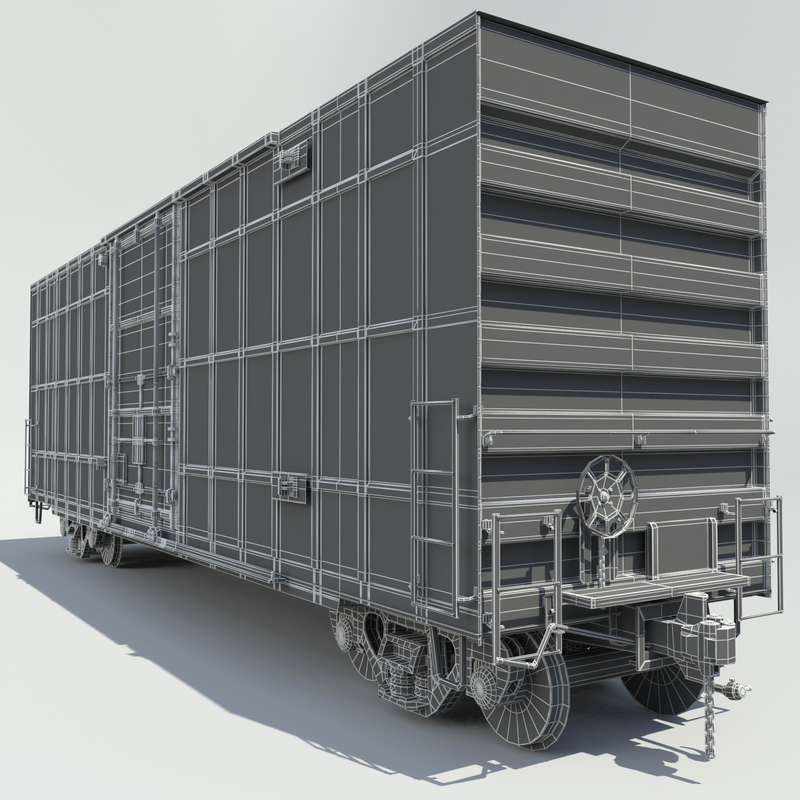cargo train cars 3d model