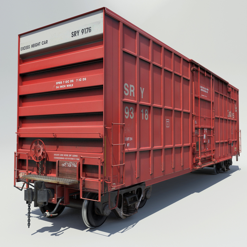 cargo train cars 3d model