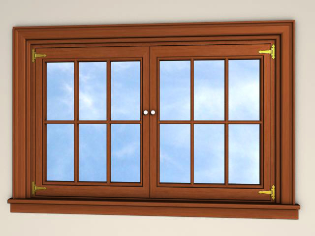 3d double french pane windows model