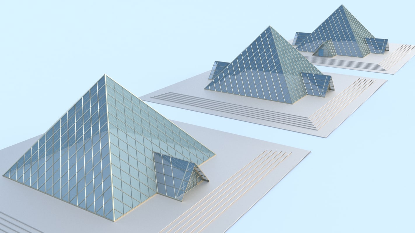 3d x small glass pyramid doors
