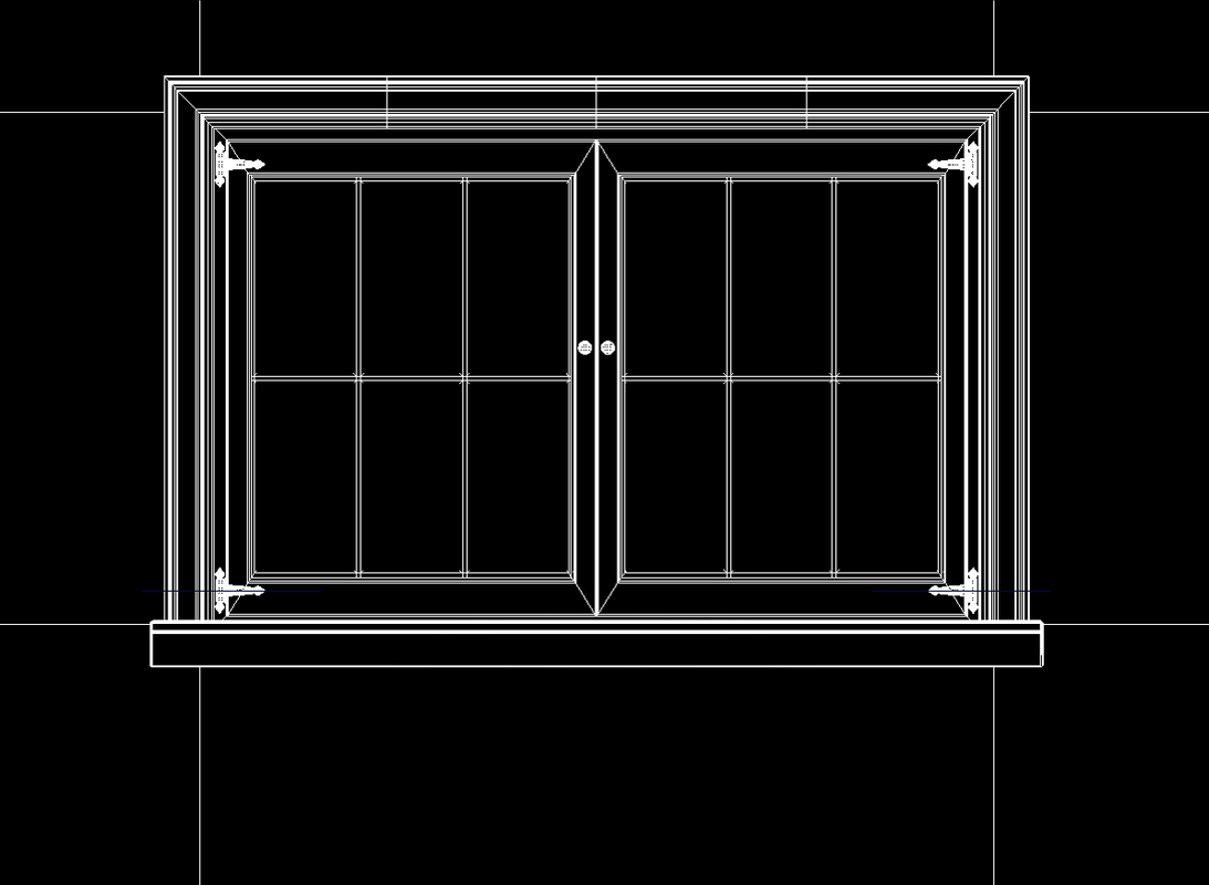 3d double french pane windows model