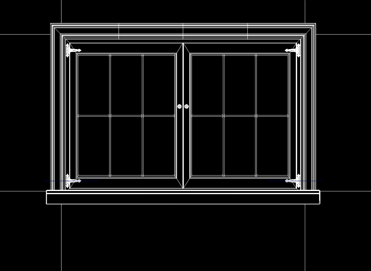 3d double french pane windows model