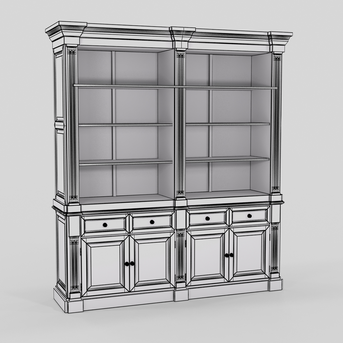 classic bookcase 3d model