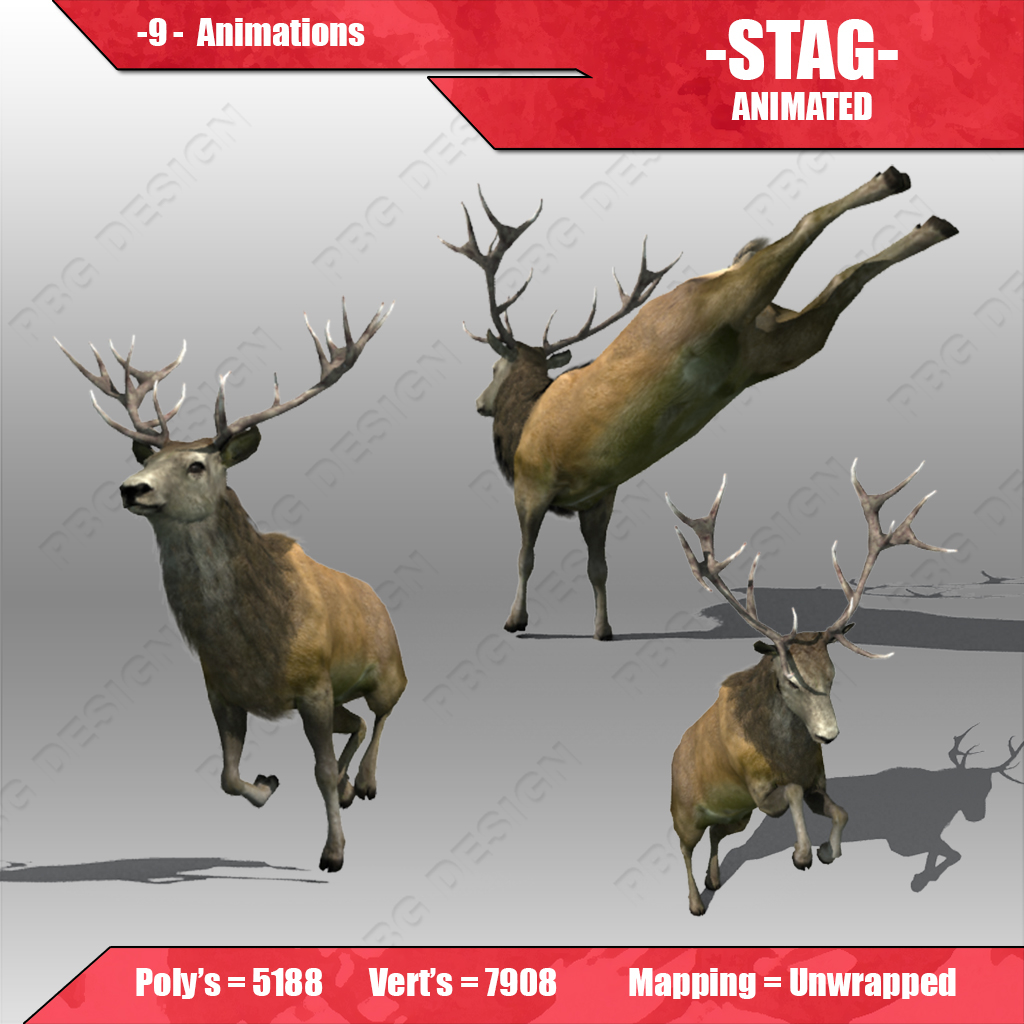 3d model stag animations