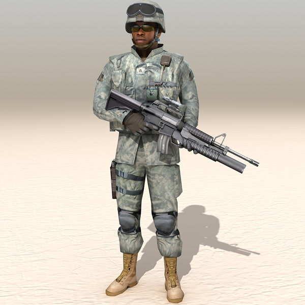 3d model soldiers m16 m4