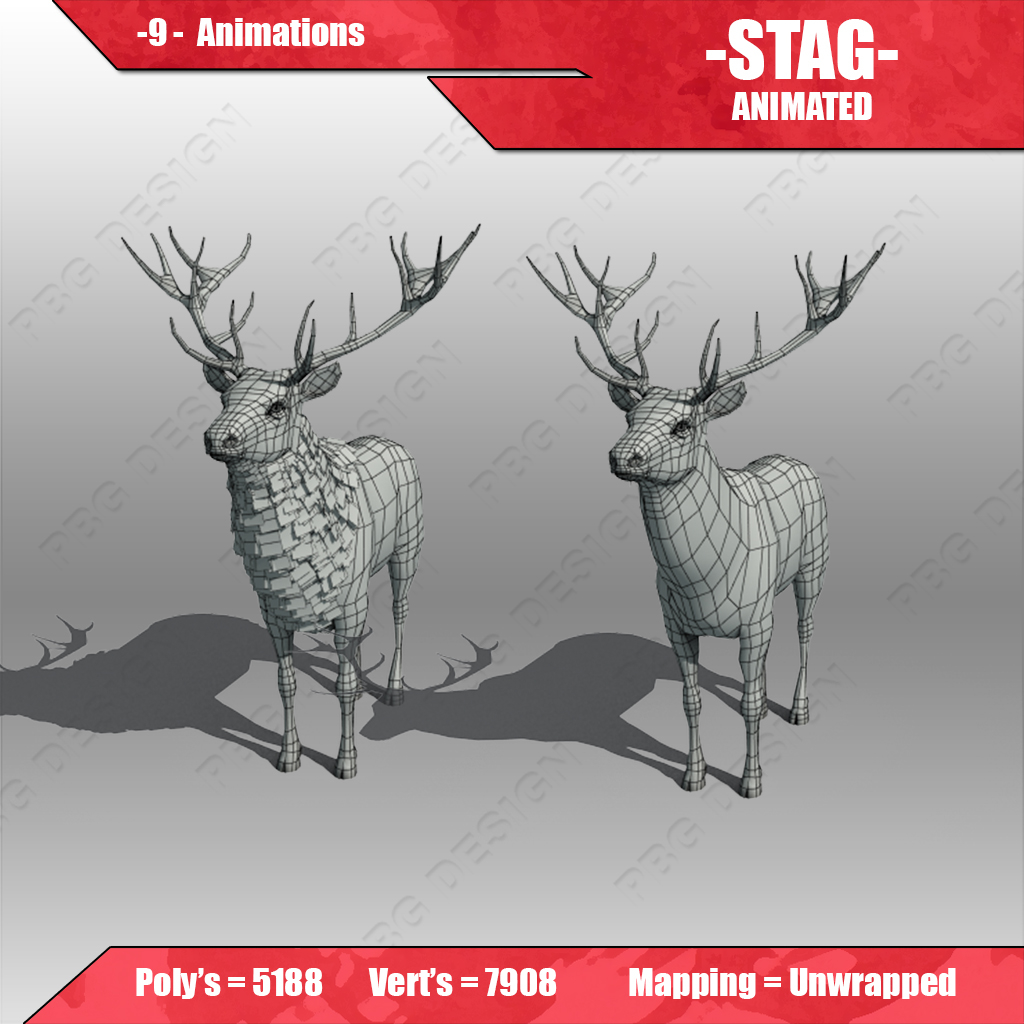 3d model stag animations