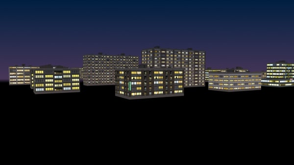 3ds max night buildings background