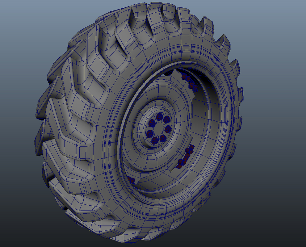 tractor wheel 3d obj