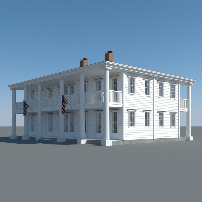 3d colonial houses model