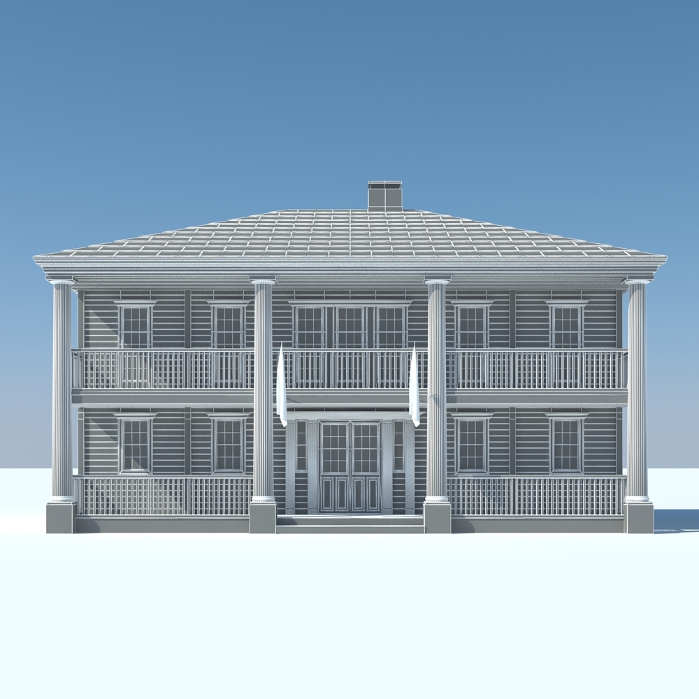 3d colonial houses model