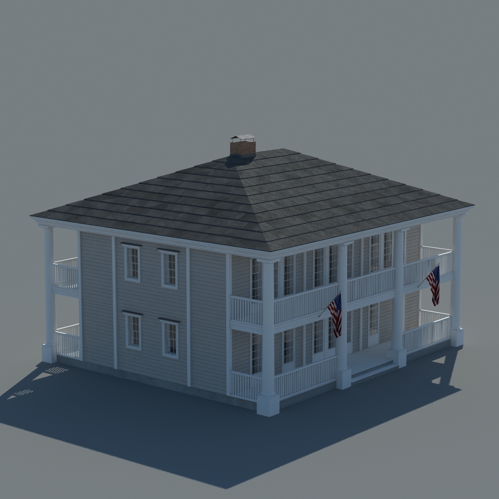 3d colonial houses model