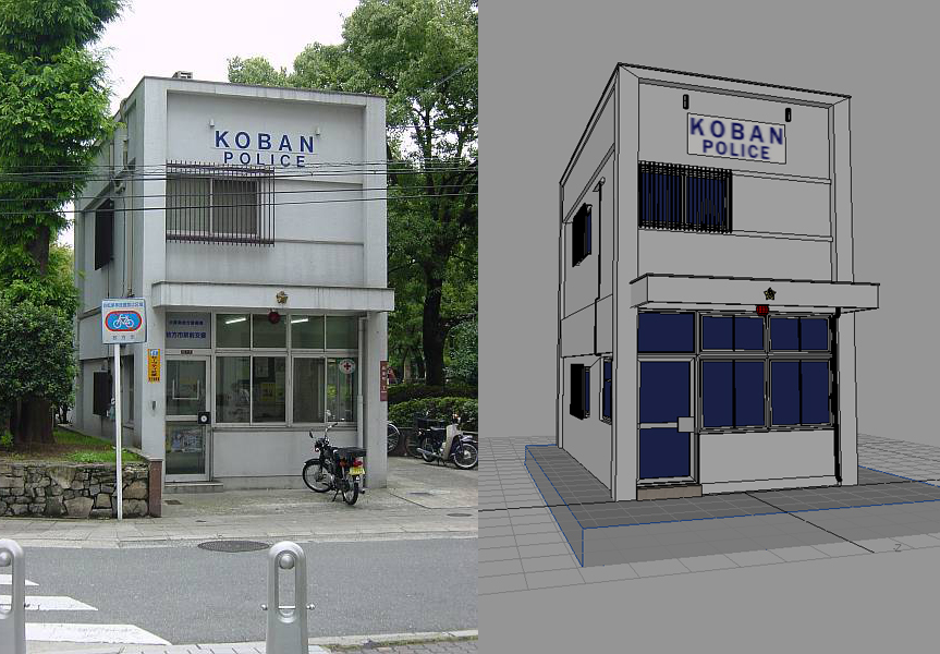 3d model koban police station japan