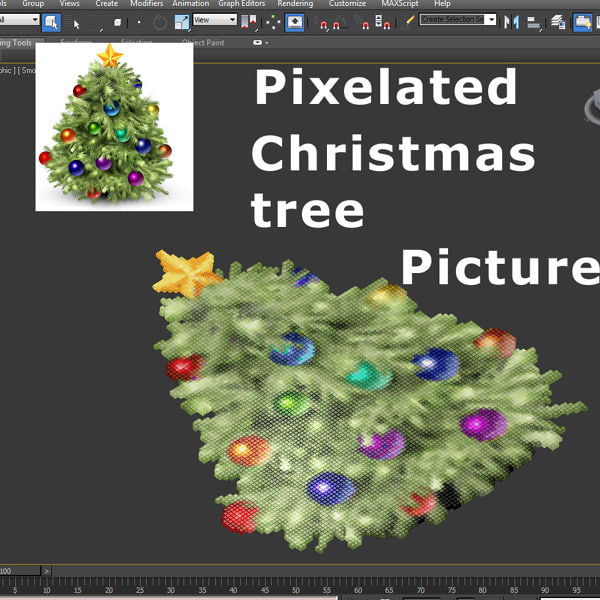 pixelated christmas tree 3d model