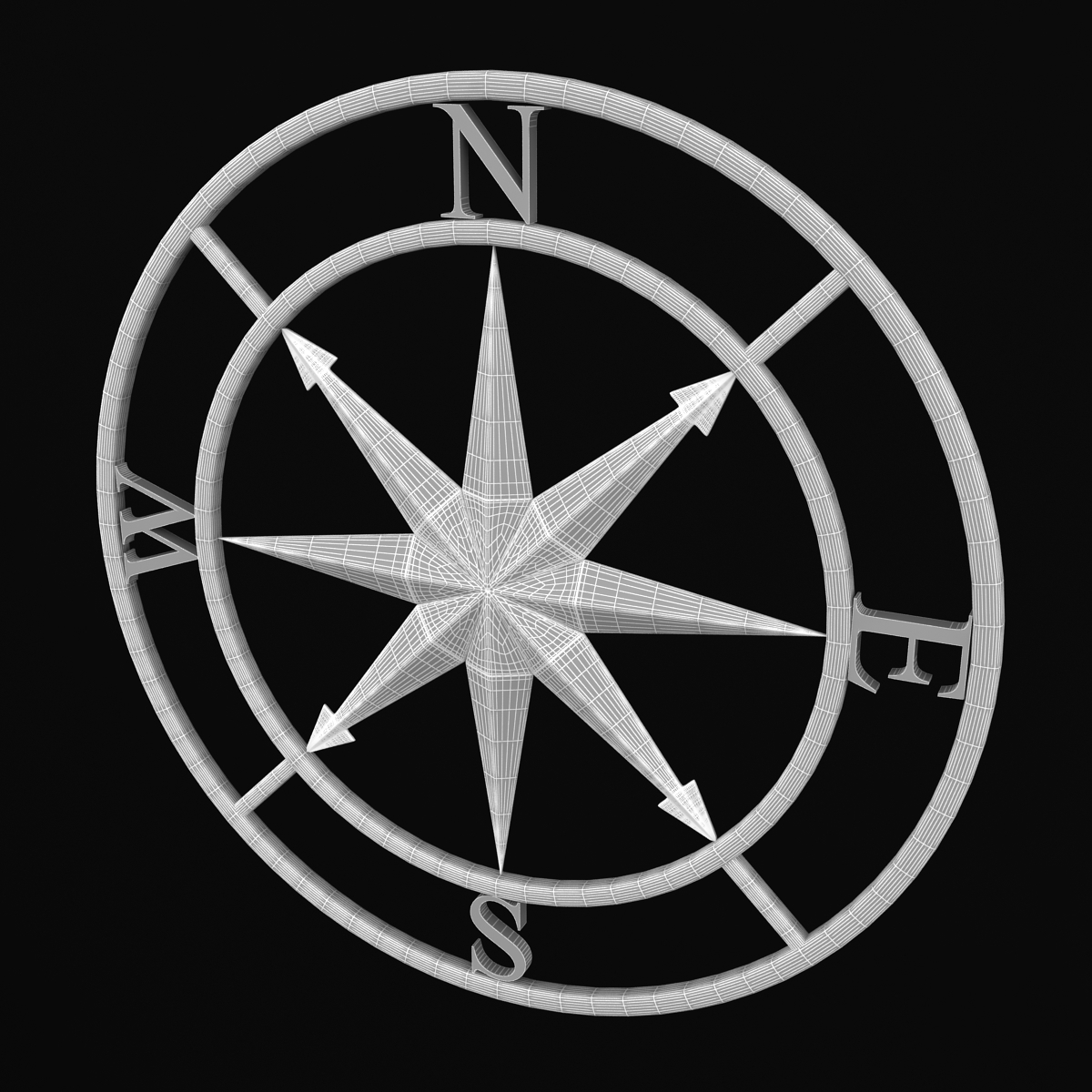 compass rose 3d model