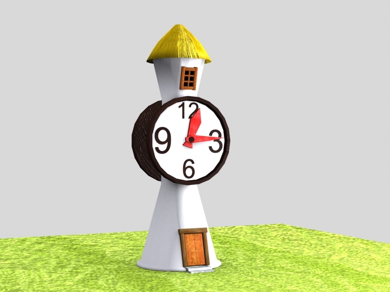 cartoon clock tower 3d model