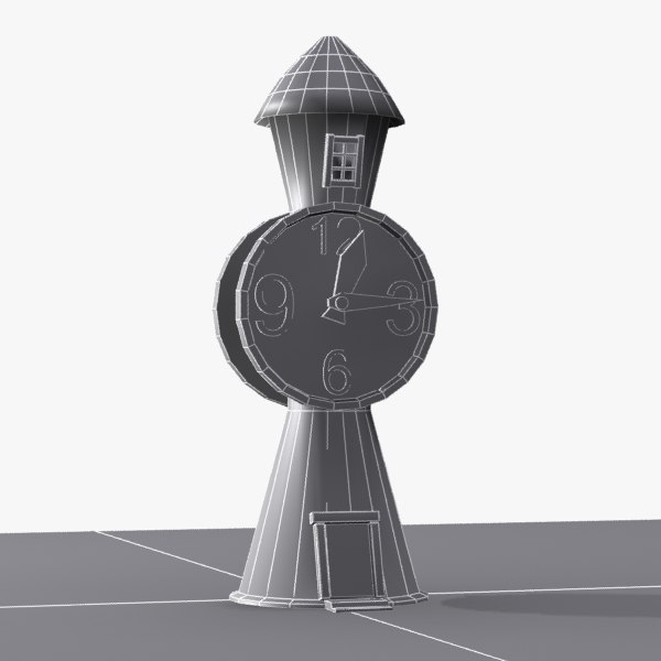 cartoon clock tower 3d model