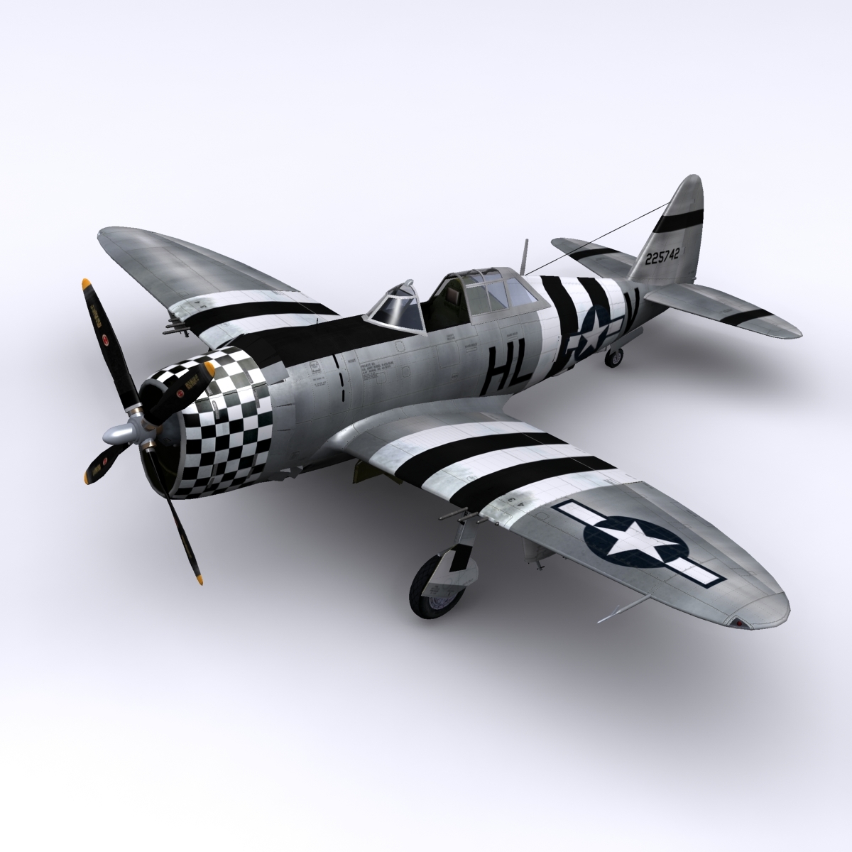 3d p-47 thunderbolt fighter p-47d model