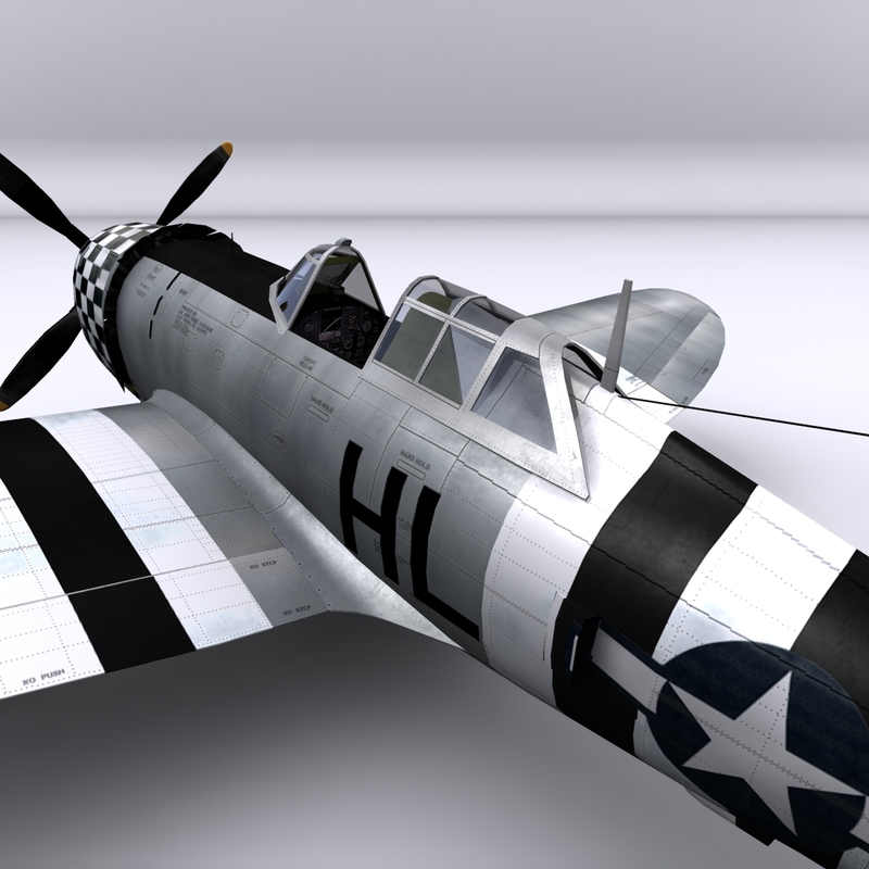 3d p-47 thunderbolt fighter p-47d model
