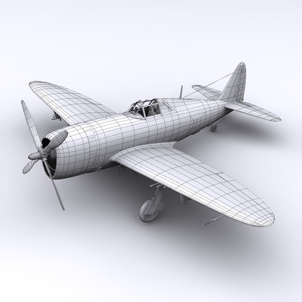 3d p-47 thunderbolt fighter p-47d model