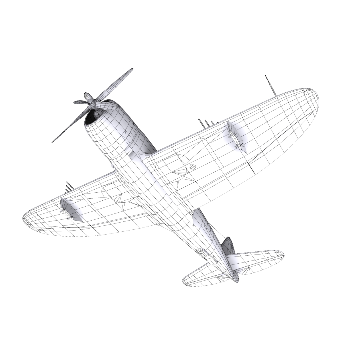 3d p-47 thunderbolt fighter p-47d model