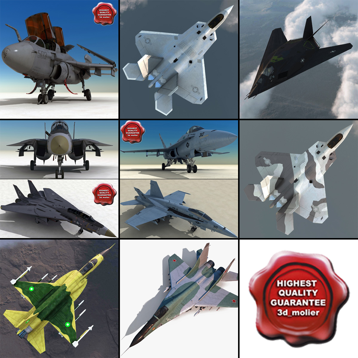 3d jet fighters 7 f 117 model