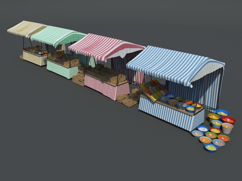 market stalls 3d model