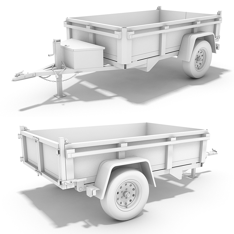 3d model utility trailer