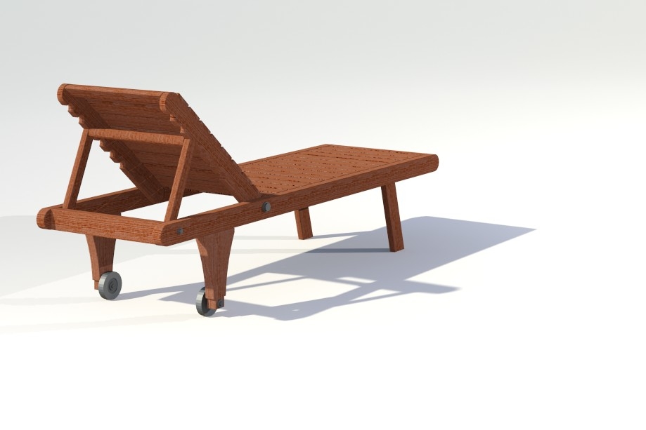 teak pool lounger 3d dwg