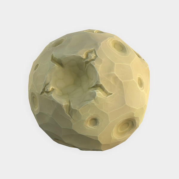 3d low-poly blue asteroid model