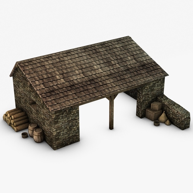 3d model farm stable props