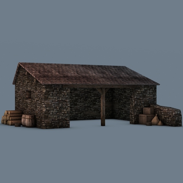 3d model farm stable props