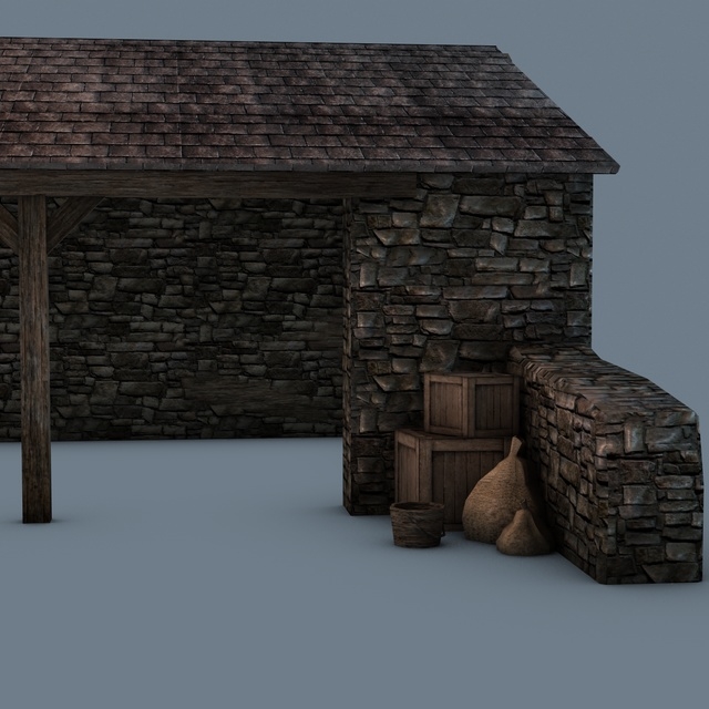 3d model farm stable props