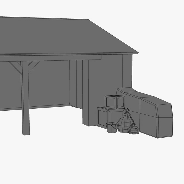 3d model farm stable props
