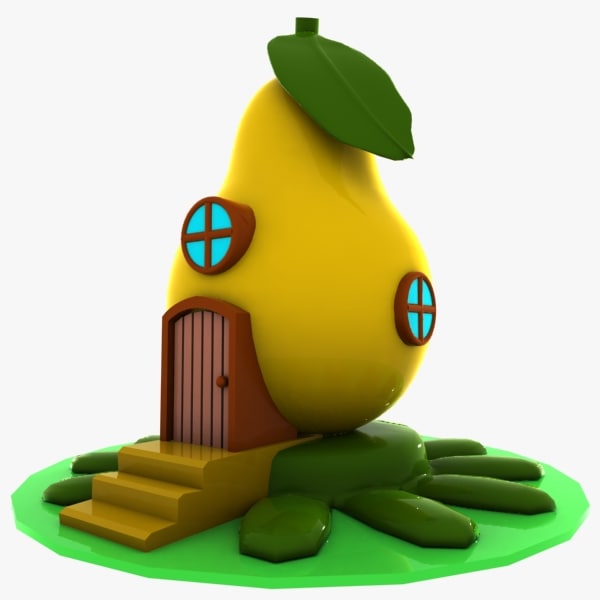 cartoon pear house 3d model