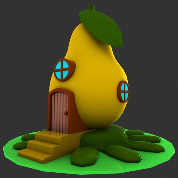 cartoon pear house 3d model